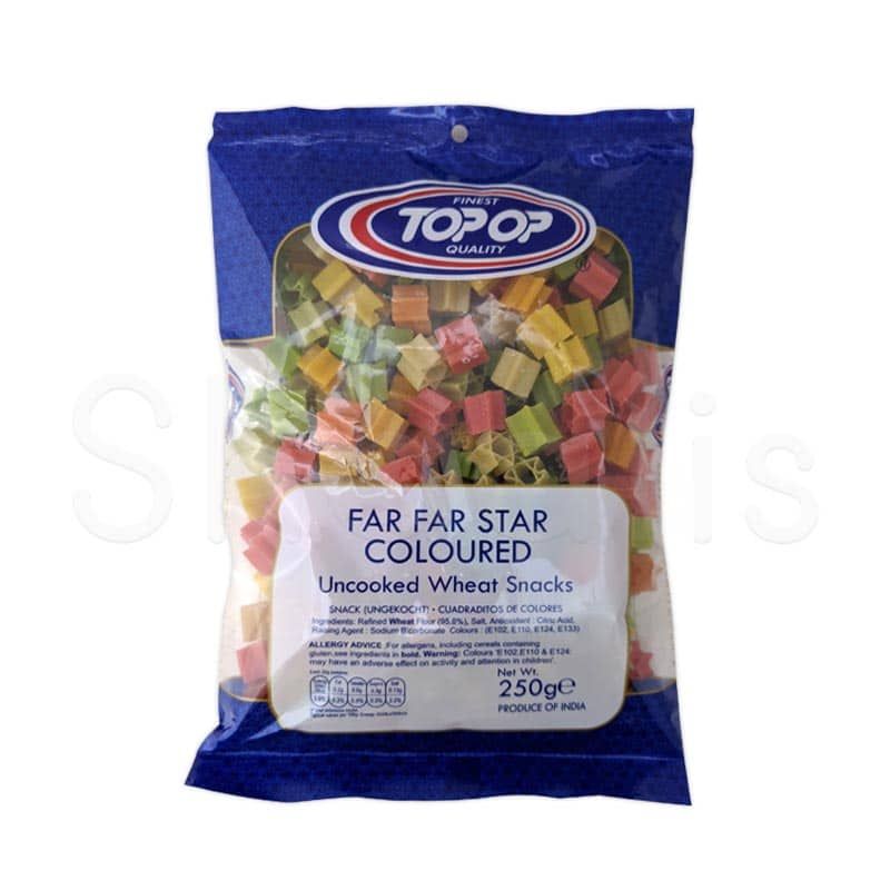 Top Op Far Far Star Coloured Uncooked Wheat Snacks 250g^ – Shaalis.com